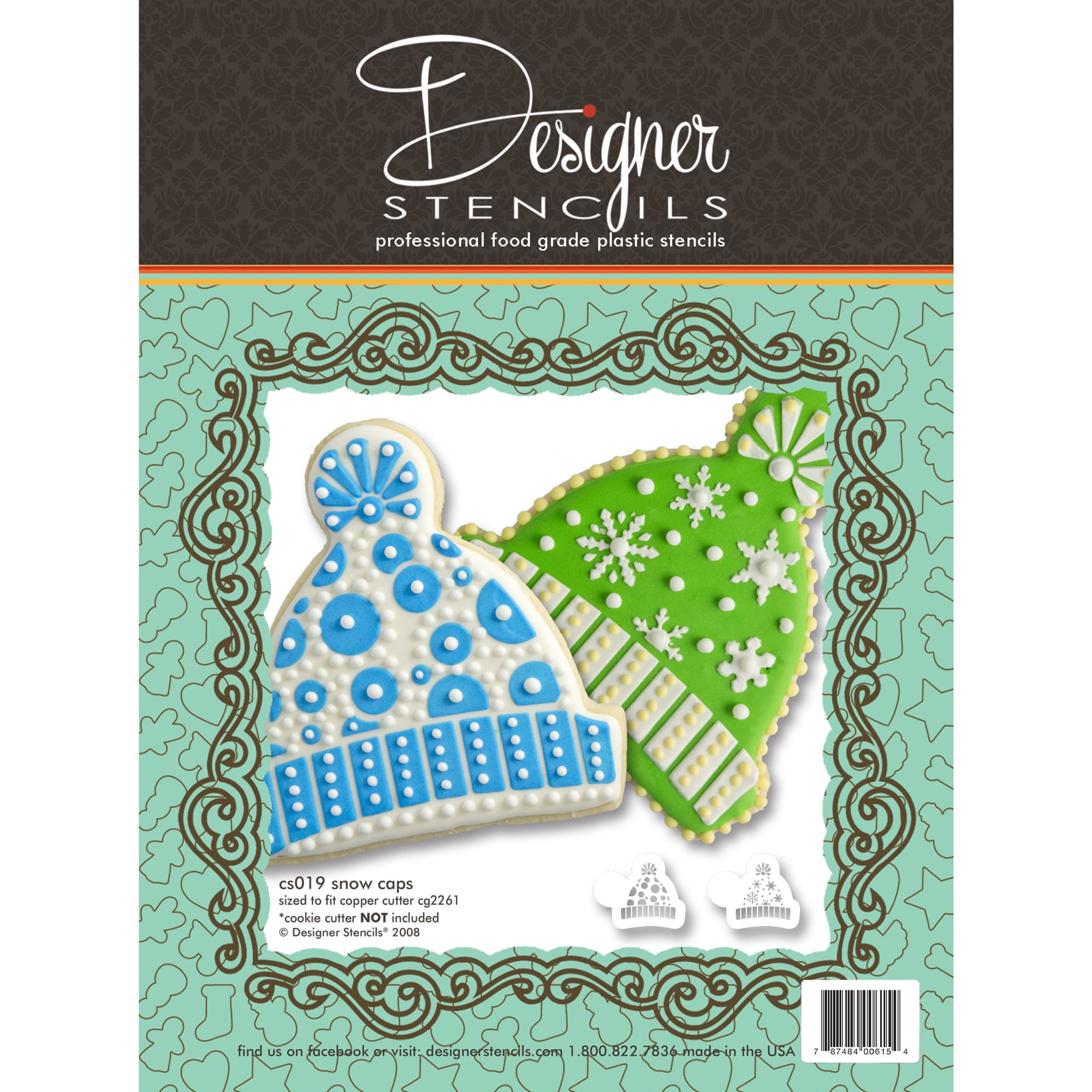 Snow Cap Hat Cookie Stencil Set (no cutter) by Designer Stencils ...