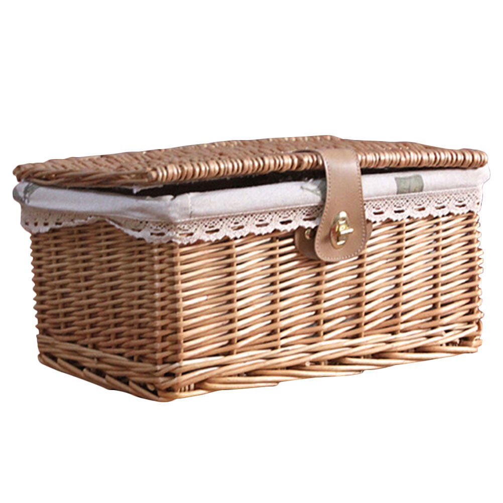 Homemaxs Wicker Storage Basket With Lid Books Storage Box Magazines ...