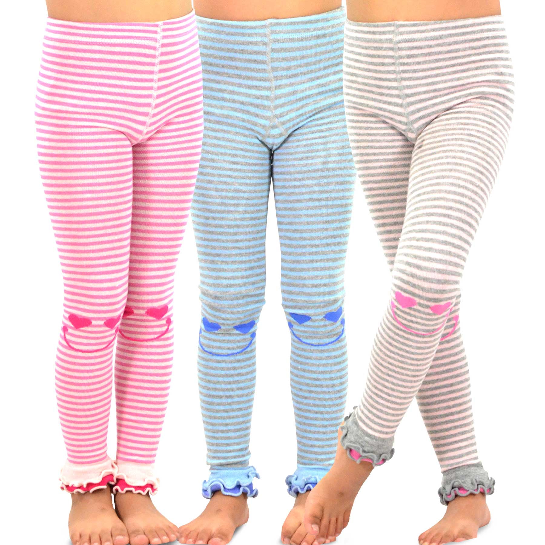 TeeHee Little Kids Girls Fashion Cotton Footless Tights 3 Pair Pack ...