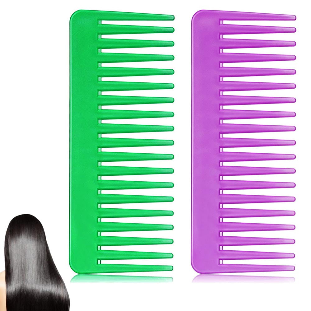 2 Jumbo Hair Detangling Shower Comb Wide Tooth No Handle Dry Wet Gently ...