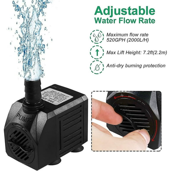 Jebao PP-388LV Submersible Fountain Pond Pump 198gph - Walmart.com