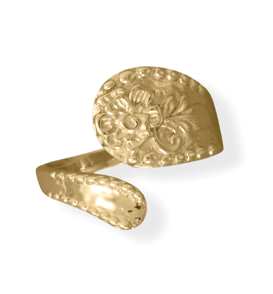 14k Gold-plated Silver Spoon Ring with Floral Design (8) - Walmart.com