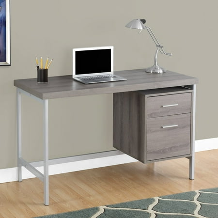 Monarch Computer Desk 48"L / Dark Taupe / Silver Metal - Walmart.com