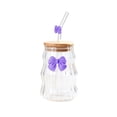 450ml Glass Water Cup with Ribbed Design, Clear Glass Beverage Cup with ...