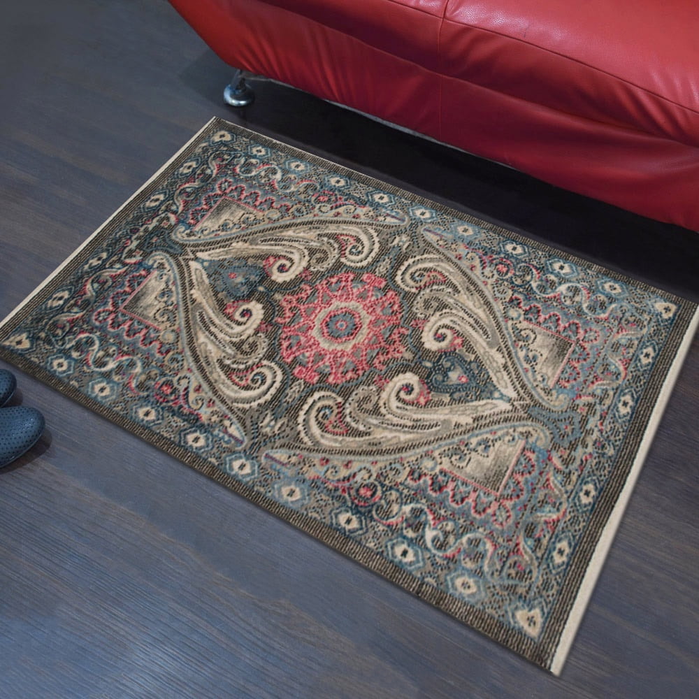 Machine Made Polyester 2'x3'10'' Durable Indoor Outdoor Rectangular ...