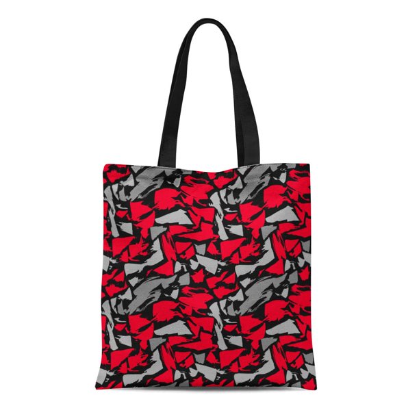 HATIART Canvas Tote Bag Colorful Abstract Pattern Red and Gray Spots on ...