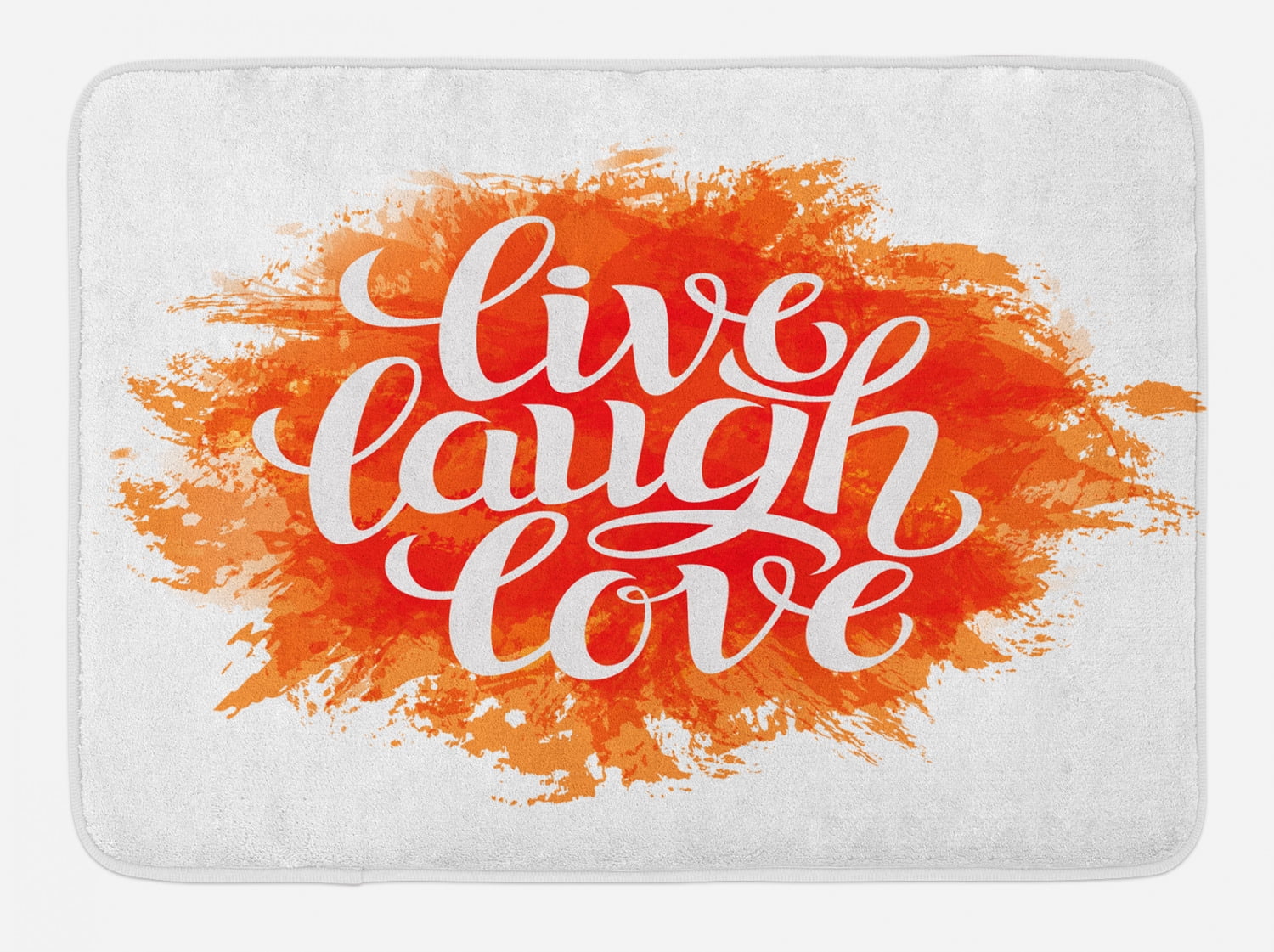 Live Laugh Love Bath Mat, Hand Drawn Style Cheerful Brushstroke ...