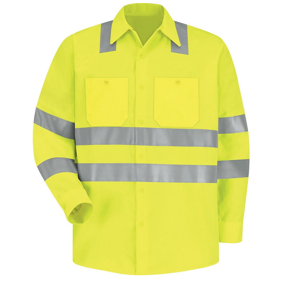 High Visibility Work Shirt Tall Sizes - LT / AB-Fluorescent Yellow ...