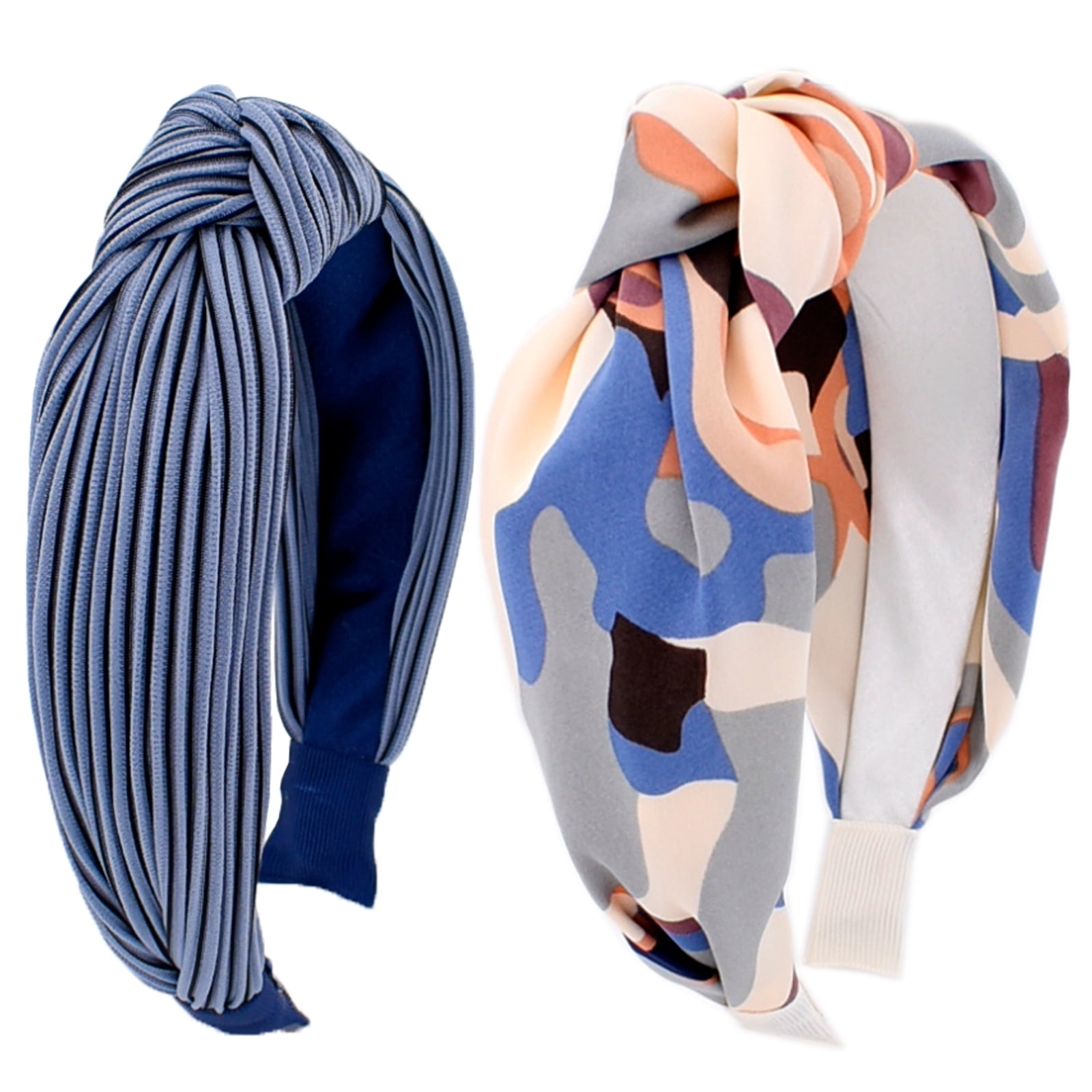 BEGOOD Swirl Print Knotted Headbands for Women Crinkle Top Knot ...
