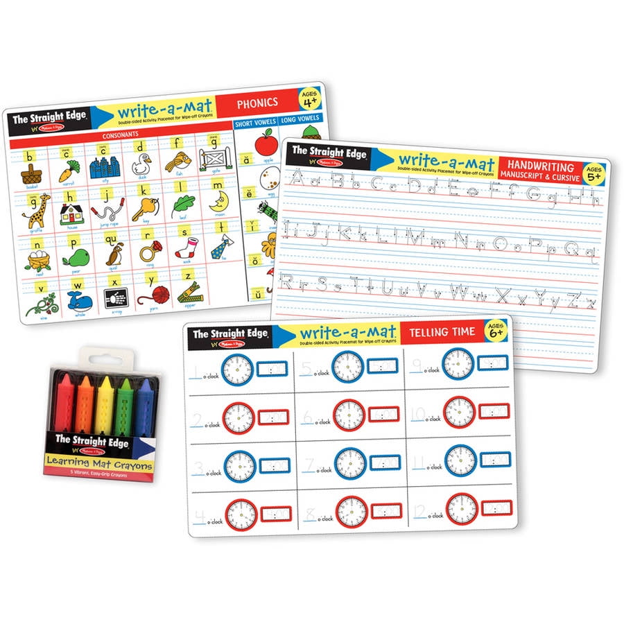 Melissa & Doug Basic Skills Placemat Set - Phonics, Handwriting, and ...