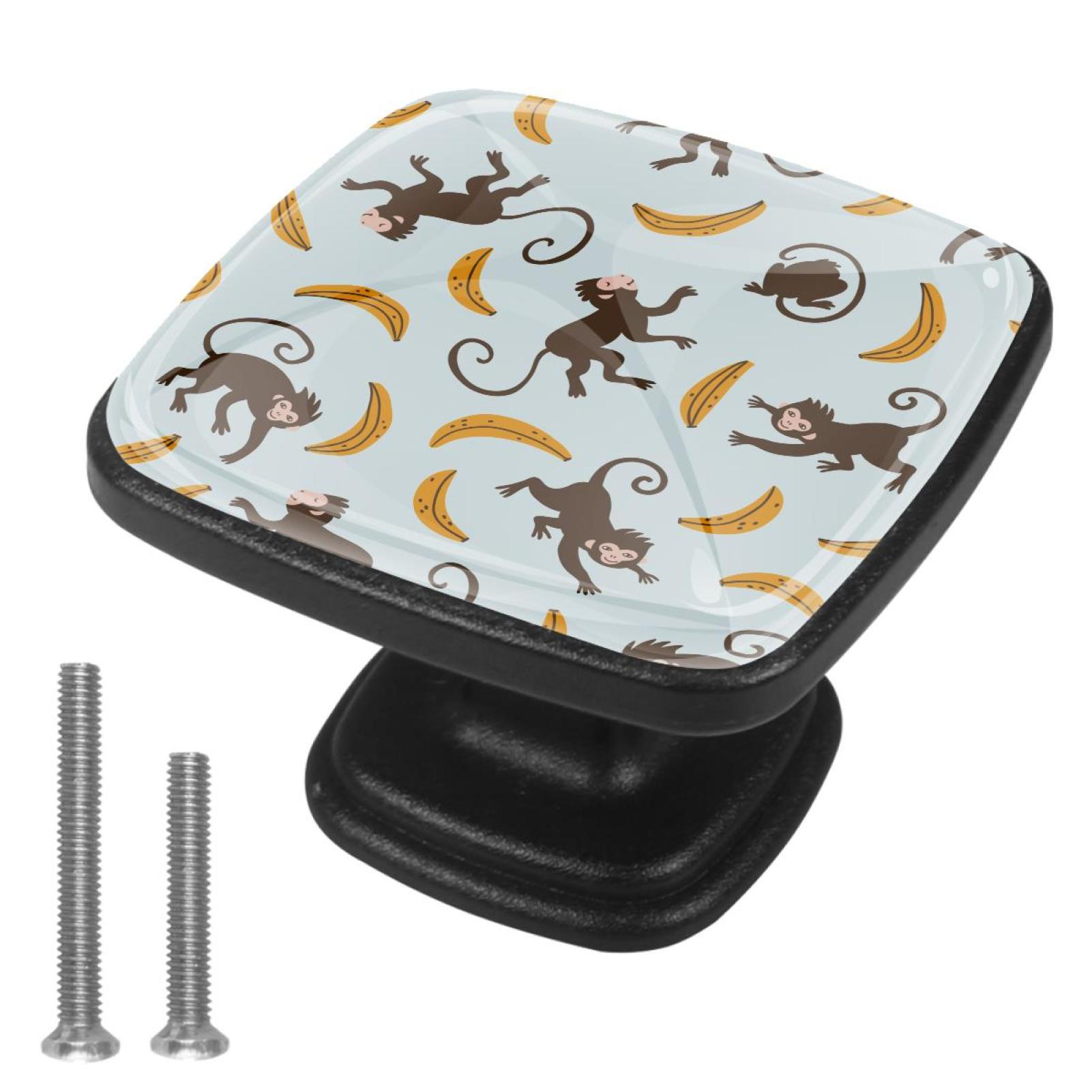 4 Pcs Cabinet Handle Drawer Pulls monkey Knobs with Screws Square ...