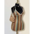 Colorful Jacquard Knitted Contrast Ribbed Edge Halter Backless Deep V ...