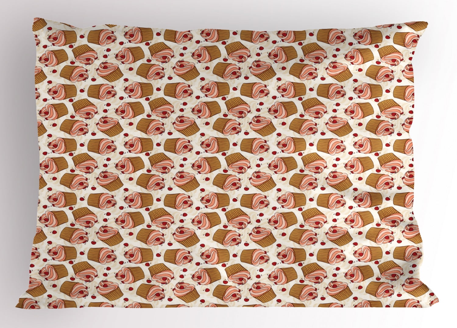 Cupcake Pillow Sham Delicious Dessert Pattern with Cherries Creamy ...