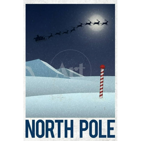 North Pole Retro Travel Poster, Unframed Standard Poster Wall Art Sold ...