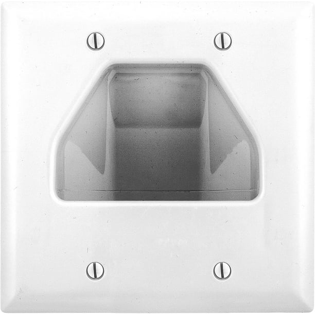 NSAV2W 2-Gang Box Mount Recessed TV Connection Outlet Plate, with Cable ...