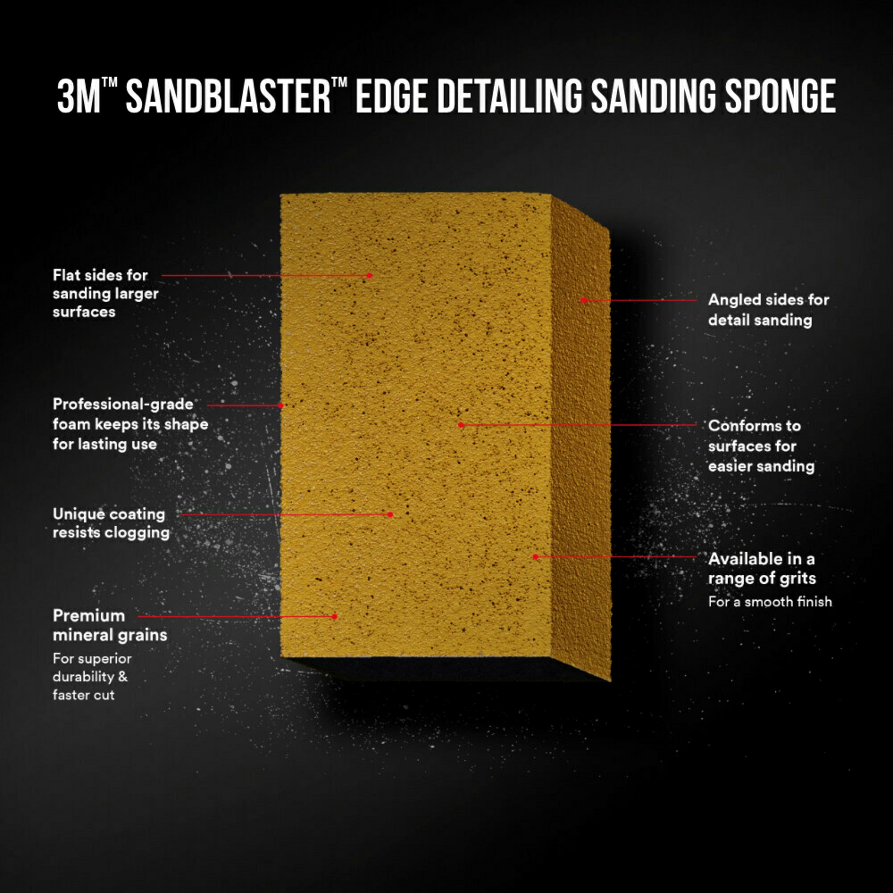 3M Sandblaster Paint Stripping Dual Angle Sanding Sponge, Gold, 60 Grit