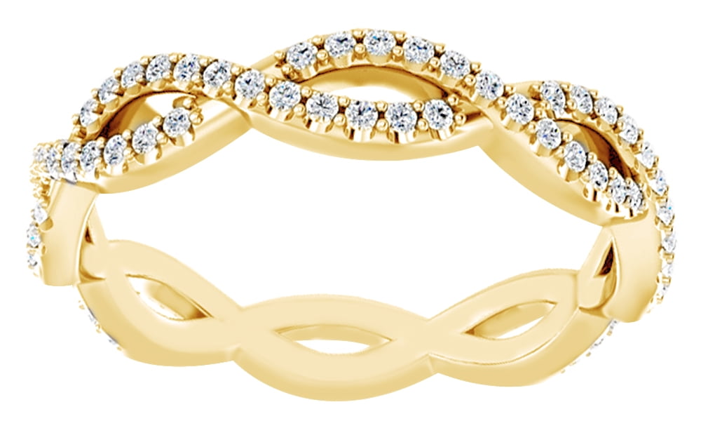 Jewel Zone US - White Natural Diamond Infinity Eternity Band Ring In ...