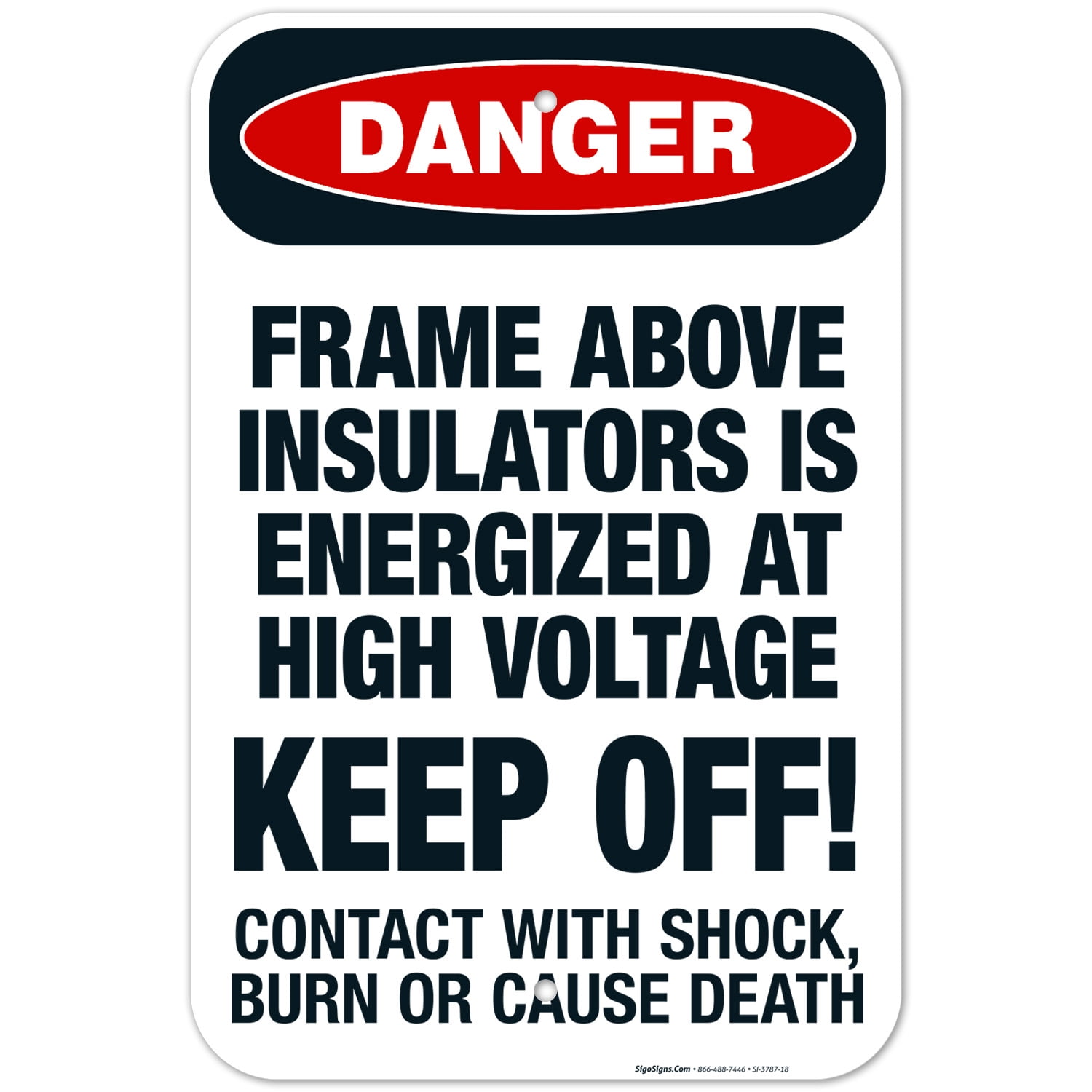 Frame Above Insulators Is Energized At High Voltage Keep Off Sign, OSHA ...