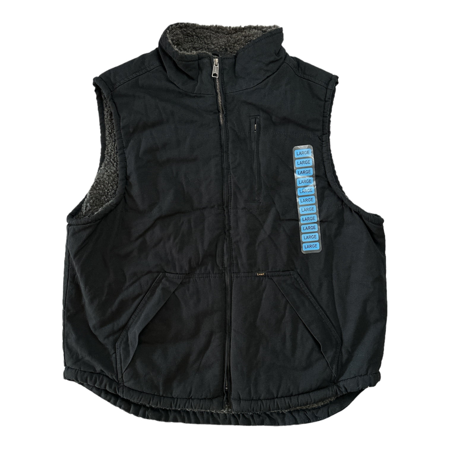 Lee Men's Zip-Up Sherpa Lined Duck Canvas Workwear Vest (Black, M ...