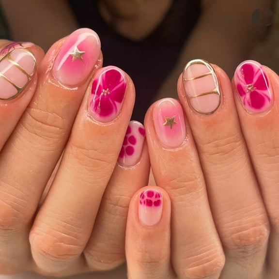 French Fake Nail Flower Designs False Nail,Artificial Nail Glues on ...