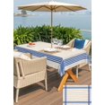 Blue Striped Rectangle Outdoor Tablecloth with Umbrella Hole Simple ...