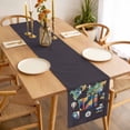 Abstract Aircraft Cotton Linen Table Runner Map Luggage Camera Passport ...