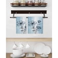 Blue Flower Hand Towels Set,Waffle Weave Kitchen Towels 2 Pieces,Retro ...