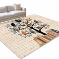 Cat Library Washable Area Rug 6 x 9 ft Cartoon Pet Portrait Book Tree ...