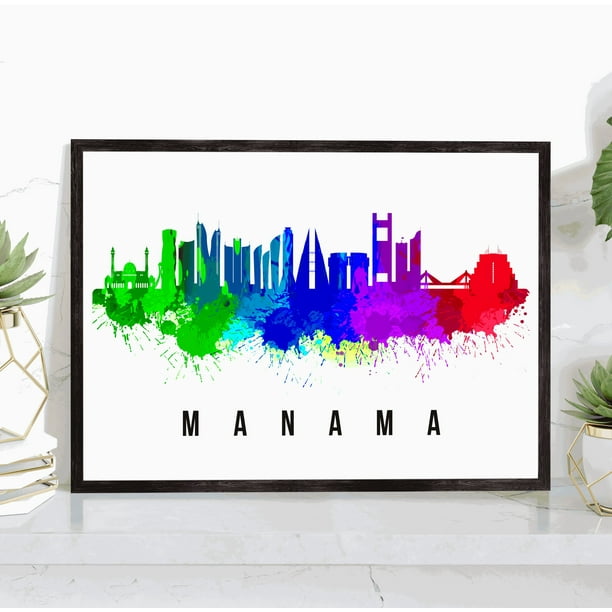 Pera Print Manama Skyline Bahrain Poster, Manama Cityscape Painting ...