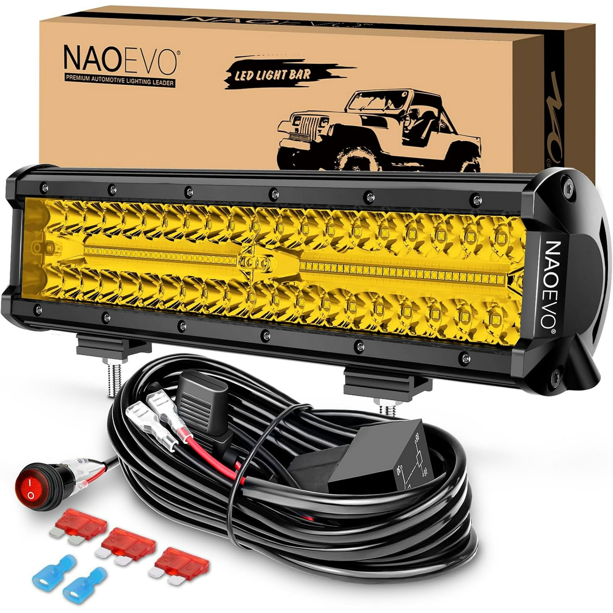 Rejoda-12 Inch Led Light Bar  300w 30000lm Led Offroad/Driving/Fog Lights Led Bar With Wiring Harness Kit  Spot Flood Led Work Lights For Truck Utv At