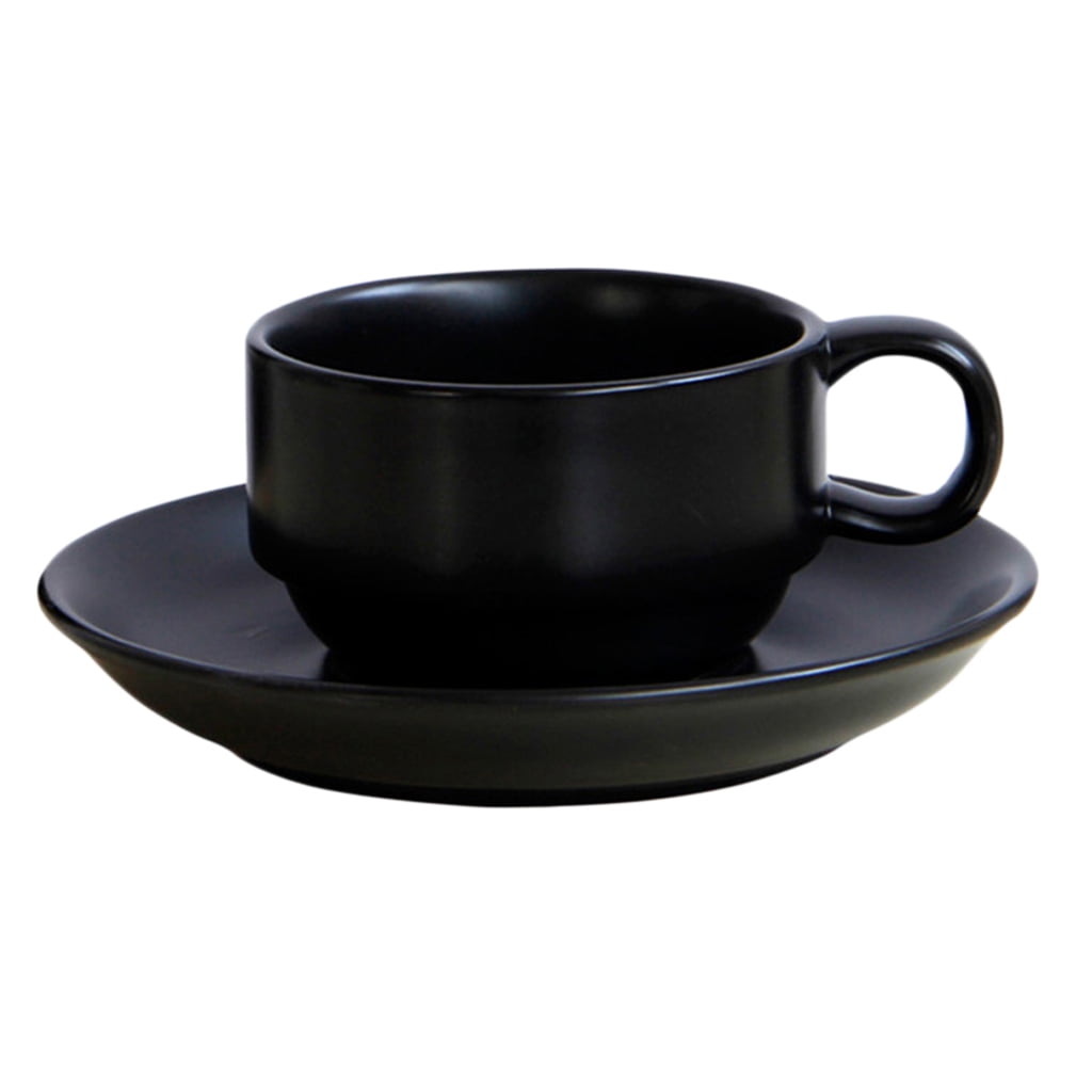 Kitchen & Dining Home & Living Matte Black Cup and Saucer Set etna.com.pe