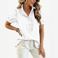 KDDYLITQ Womens Summer Tops Puff Short Sleeve Collared Button Down ...