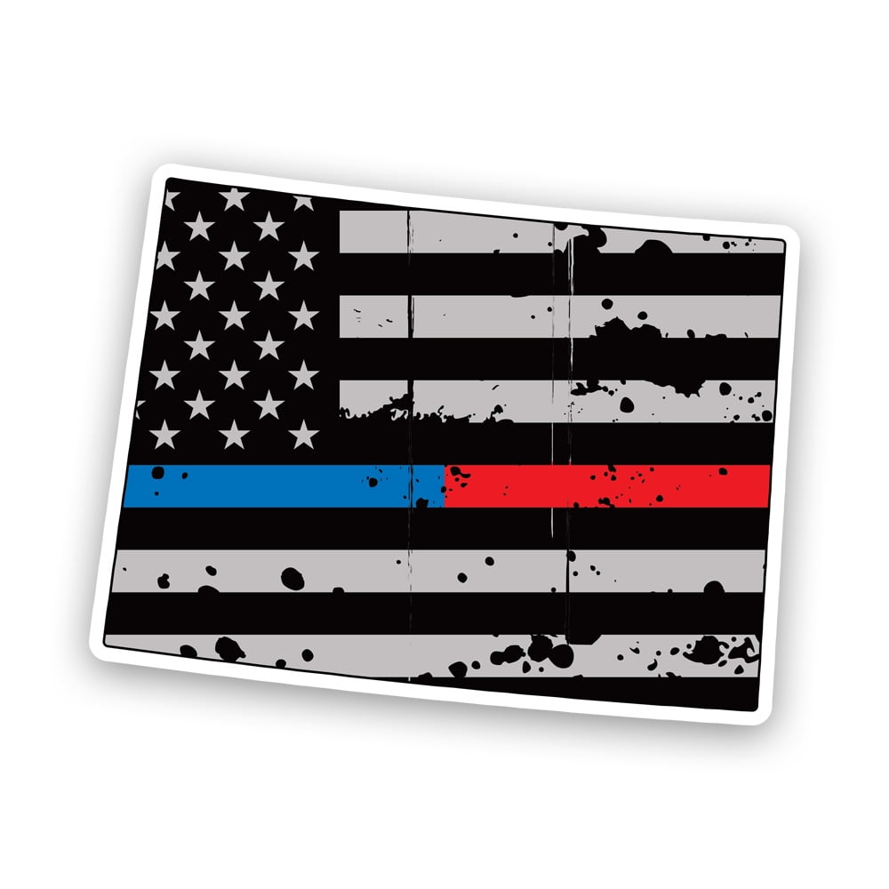 Distressed Thin Blue Red Line Colorado State Shaped Subdued US Flag ...