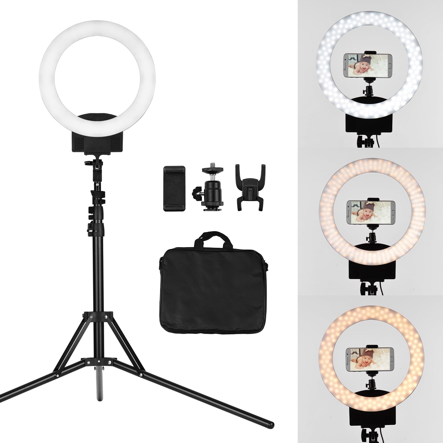 Professional 12 Inch LED Ring Light Ringlight 36W Stepless Dimmable Circle Lamp with Desk ...