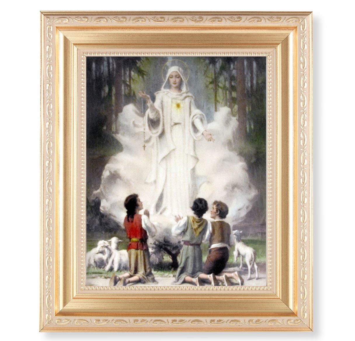Our Lady of Fatima Picture Framed Wall Art Decor, Large, Satin Gold ...