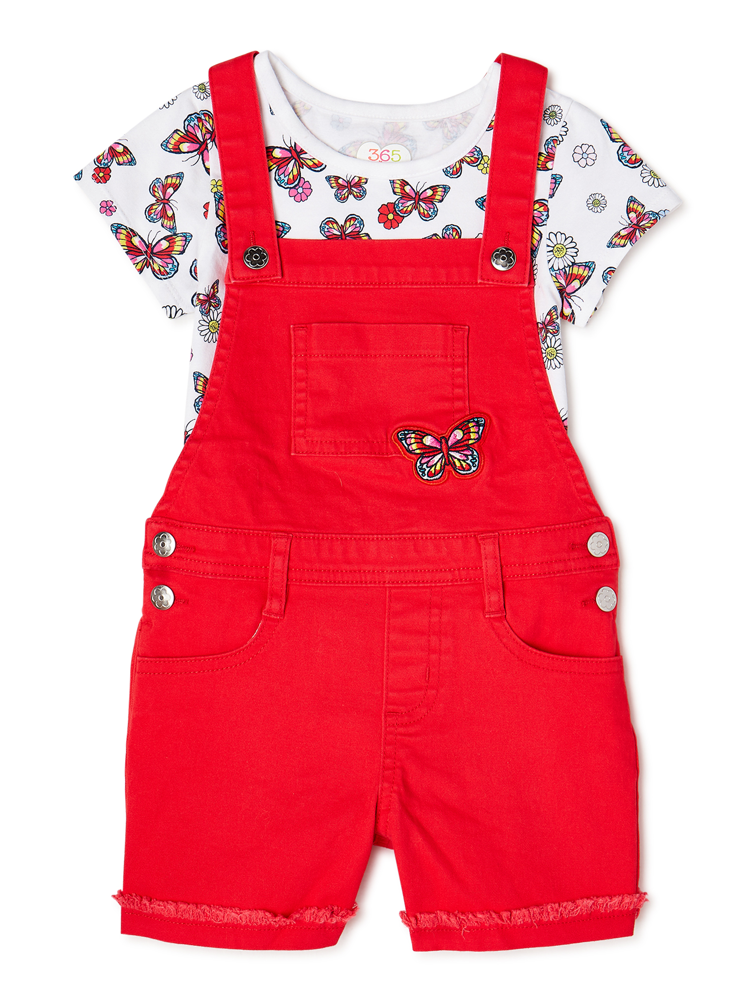 365 Kids From Garanimals Girls Printed T-Shirt and Shortall, 2-Piece ...