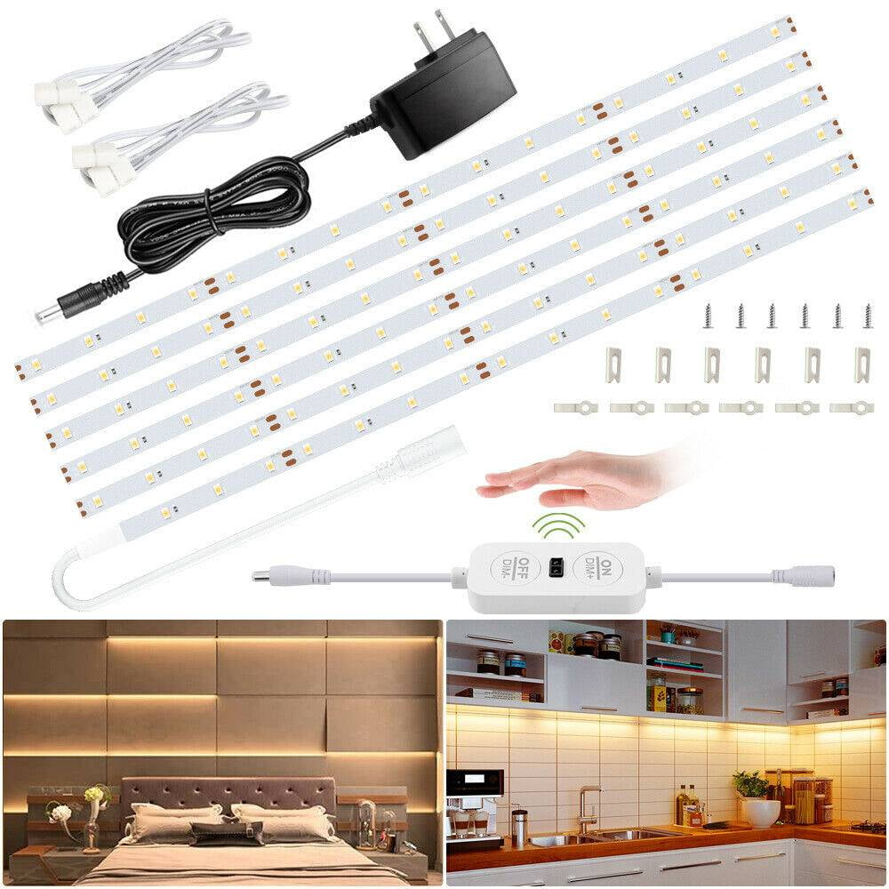 LED Kitchen Under Cabinet Light Strip 20ft Dimmable Warm White Motion ...