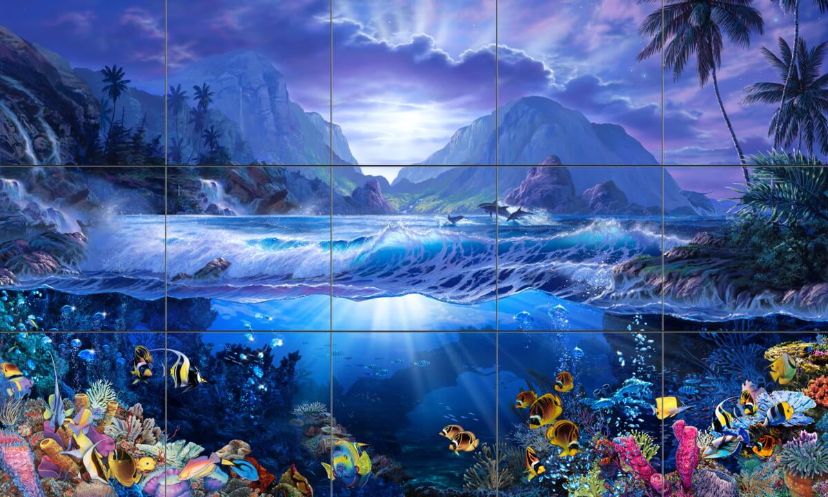 Tile Mural Bathroom Backsplash - Window to the Deep - by Christian ...