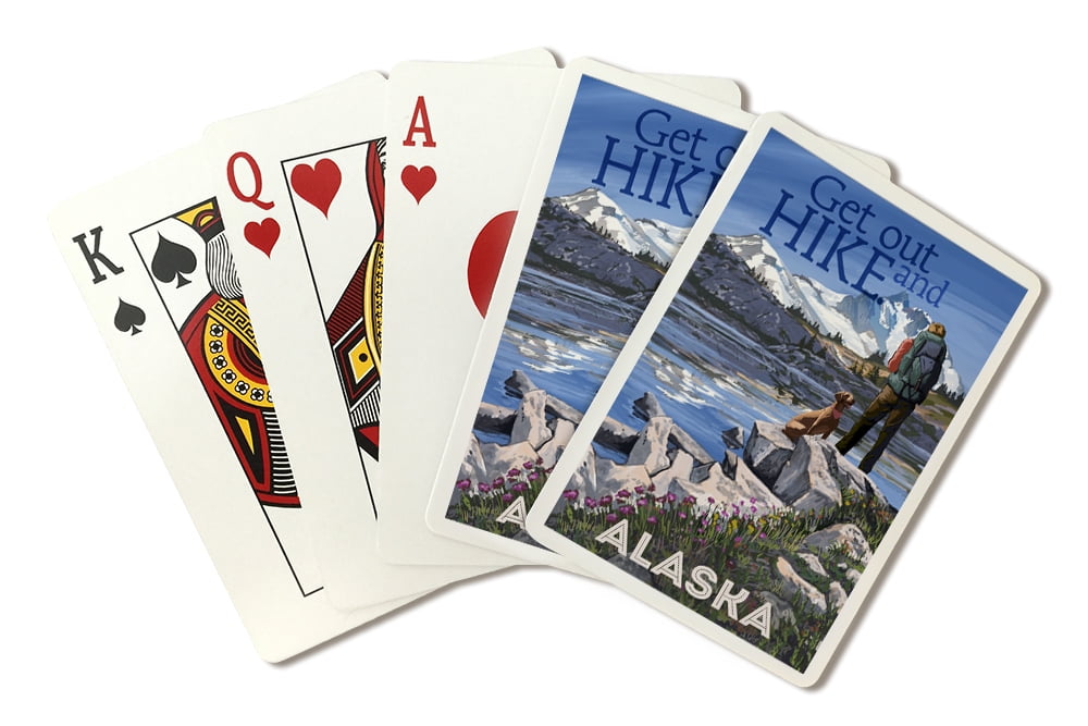 Alaska, Hiker and Dog, Get Out and Hike, Lantern Press, Premium Playing ...