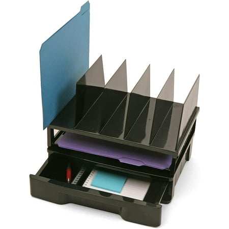 Officemate Recyc Drawer with Letter Tray and Vertical Sorter, Black ...