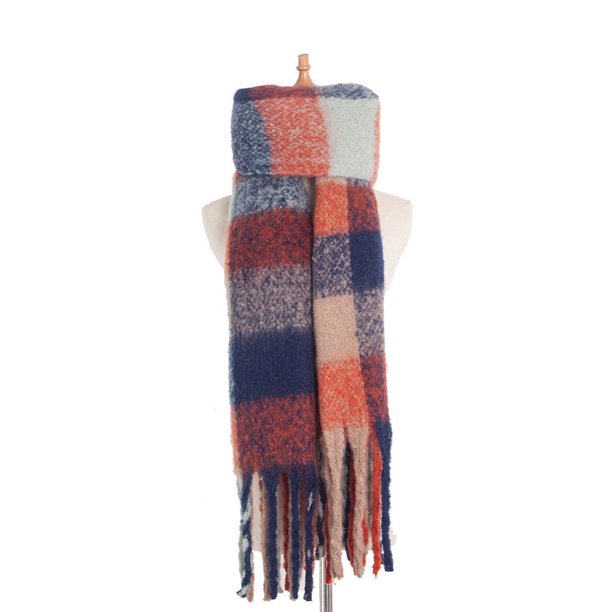 Mujeres Winter Winter Bufanda Larga Wrap Shafl Plaid Knit Bufanda Cape ...