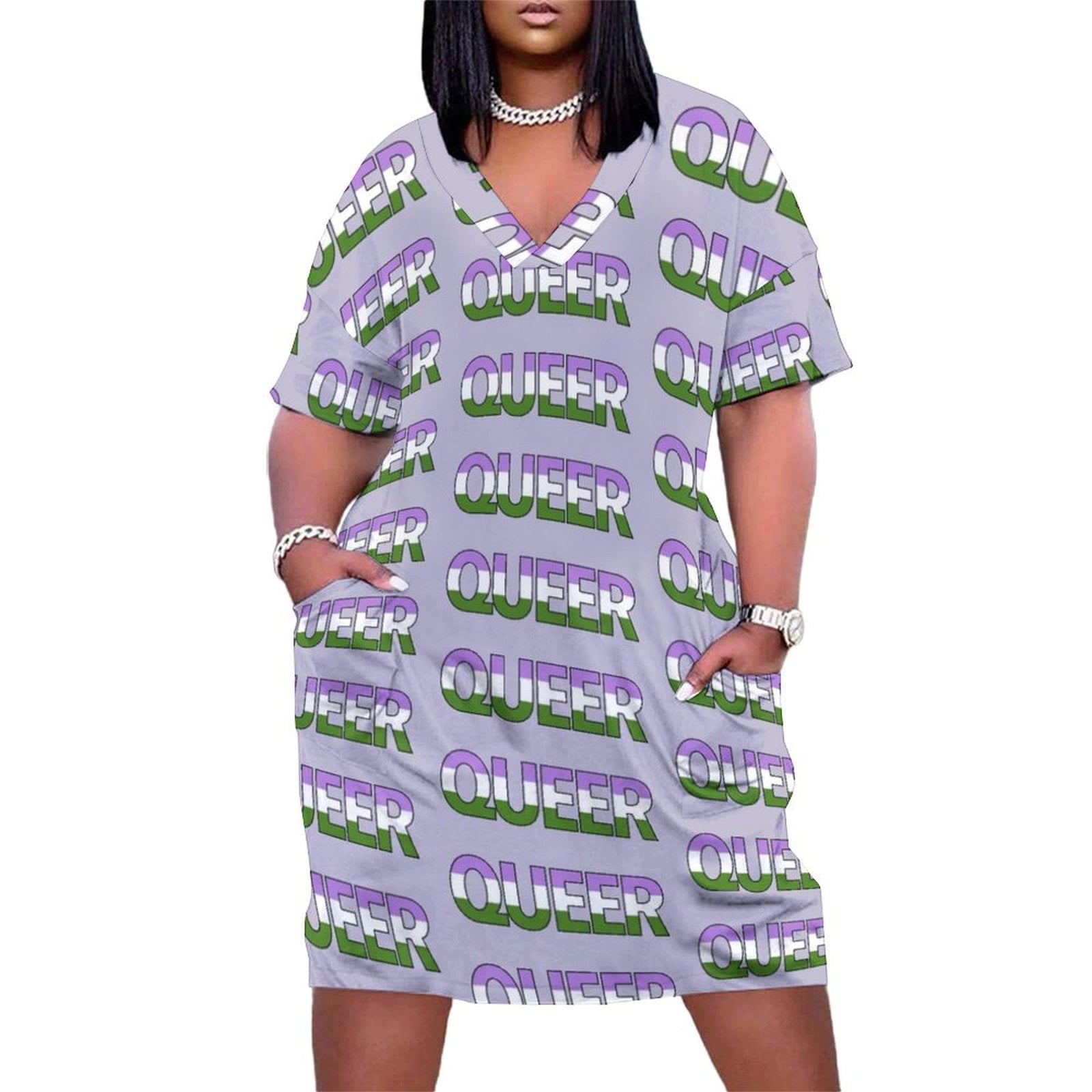 QUEER - GenderQueer Pride Flag 2.0 Loose Pocket Dress Women long dress ...