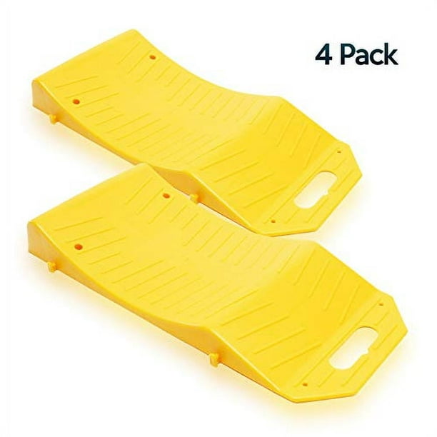 Zone Tech Tire Saver Ramps - 4-Pack Portable Highly Visible Yellow ...