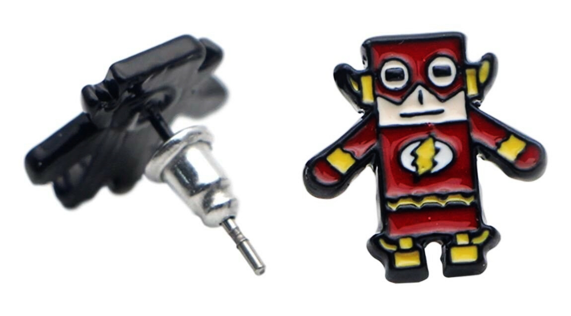 The Flash Enamel Filled Figure Metal Stud Earrings - Walmart.com