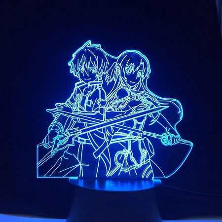 3d Lamp Light Anime Kirito And Asuna For Bedroom Decor Nightlight ...