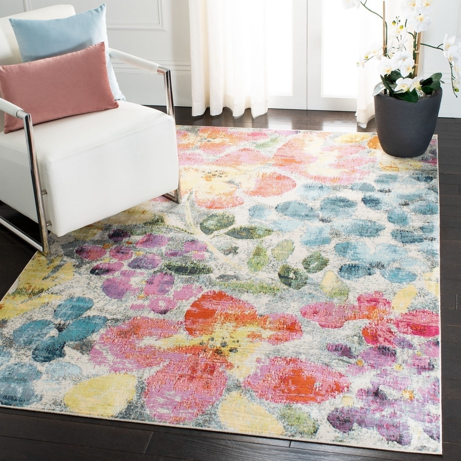 SAFAVIEH Lillian Camille Abstract Floral Runner Rug, Blue/Yellow, 2'2 ...