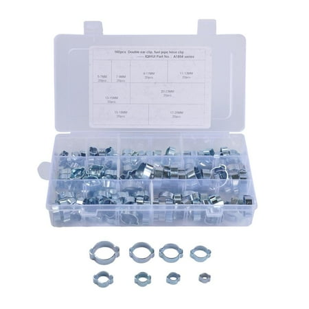 160PCS Double Ear Hose Clamps Assortment Kit, Stepless Ear Clamps ...