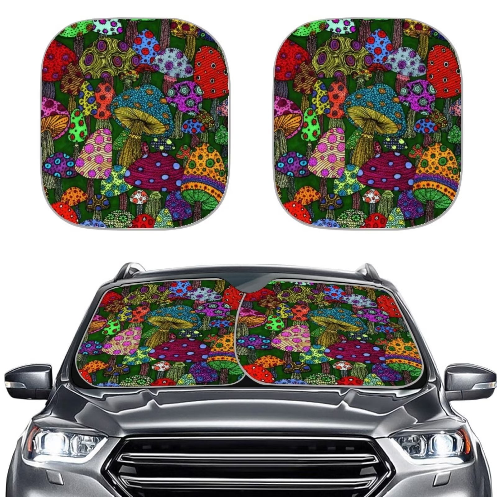 NETILGEN Aesthetic Hippie Mushroom Car Sun Shade Automotive Windshield ...