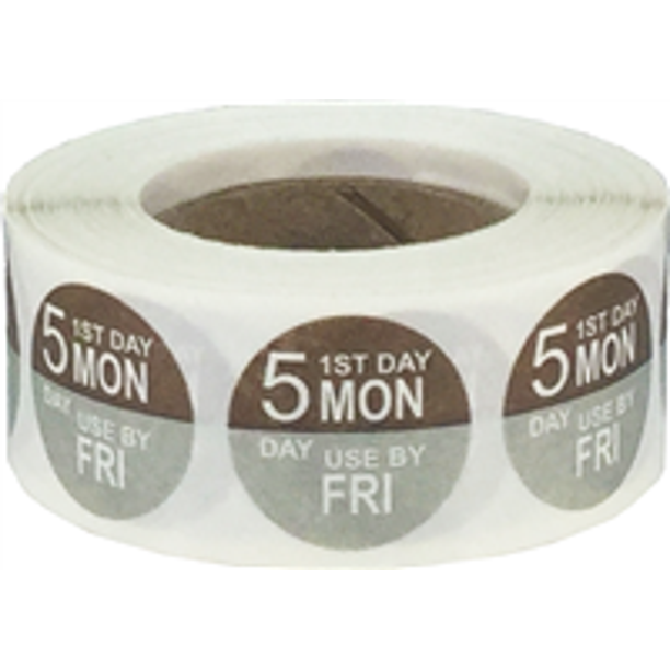 Monday Dissolvable 5 Day Food Rotation Preparation Shelf Life Circle ...