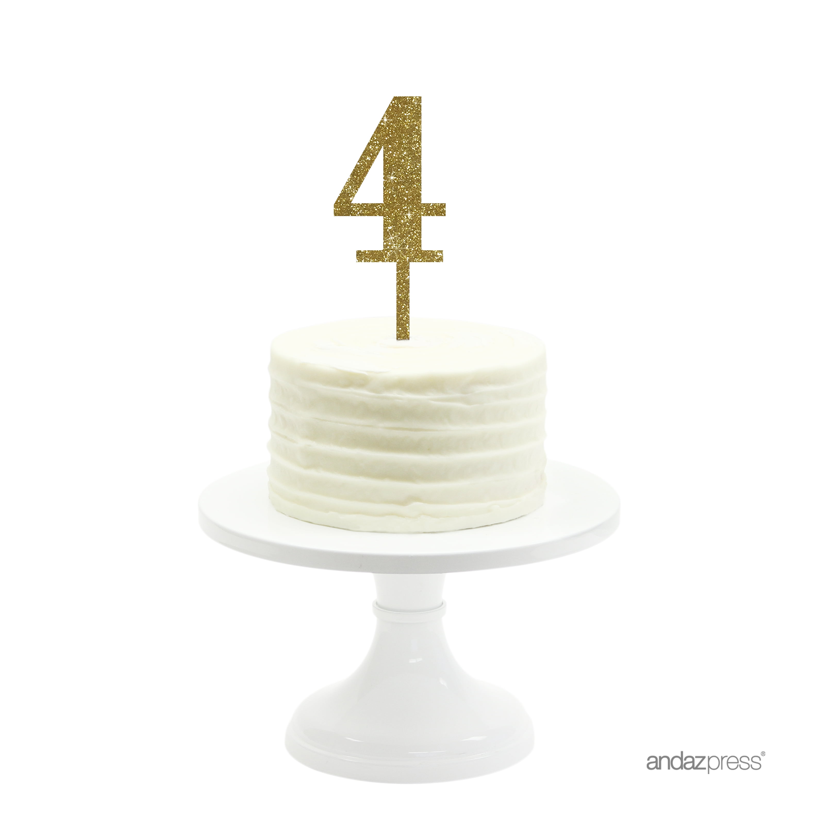 Gold Glitter Number 4 Acrylic Birthday Cake Topper - Walmart.com